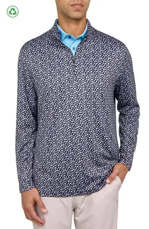 CON.STRUCT Regular Fit Micro Mexi Skull Print Recycled Performance Quarter Zip - Multi