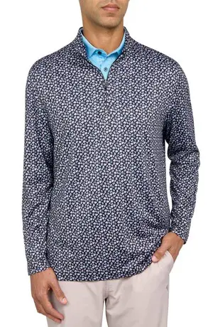CON.STRUCT Regular Fit Micro Mexi Skull Print Recycled Performance Quarter Zip - Multi