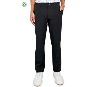 CON.STRUCT Regular Fit Solid Flat Front Recycled Performance Golf Pants - Black