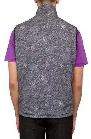 CON.STRUCT Regular Fit Texture Print Recycled Performance Reversible Vest - Black