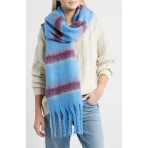 Bp. Fringe Blanket Scarf - Blue/burgundy Stripe