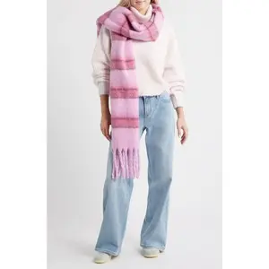 Bp. Fringe Blanket Scarf - Pink/burgundy Stripe