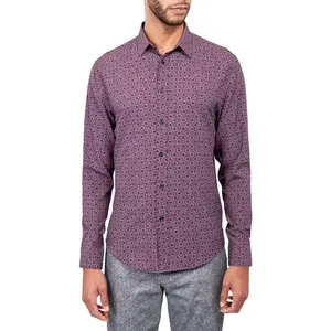 BROOKLYN BRIGADE Slim-fit Medallion Performance Long Sleeve Shirt - Plum