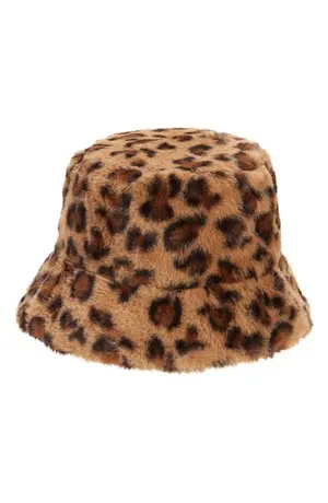 Bp. Faux Fur Bucket Hat Leopard