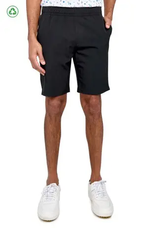 CON.STRUCT Regular Fit Solid Recycled Performance Drawstring Golf Shorts - Black