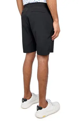 CON.STRUCT Regular Fit Solid Recycled Performance Drawstring Golf Shorts - Black
