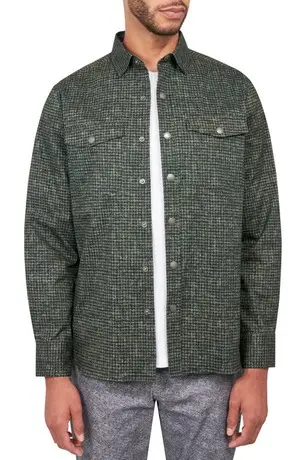 BROOKLYN BRIGADE Dot Geo Cotton Stretch Shirt Jacket - Green