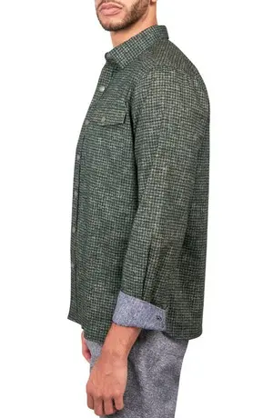 BROOKLYN BRIGADE Dot Geo Cotton Stretch Shirt Jacket - Green