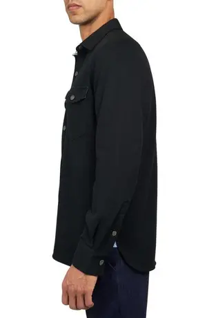 BROOKLYN BRIGADE Otis Solid Waffle Knit Shirt Jacket - Black