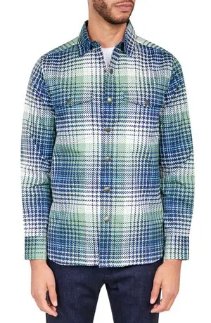 BROOKLYN BRIGADE Plaid Cotton Shirt Jacket - Green