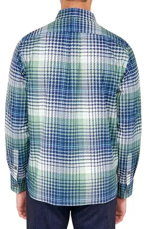 BROOKLYN BRIGADE Plaid Cotton Shirt Jacket - Green