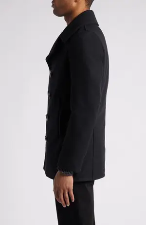 SCHOTT Wool-blend Pea Coat - Navy