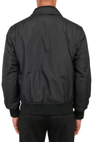 BROOKLYN BRIGADE Solid Water Repellent Bomber Jacket - Black