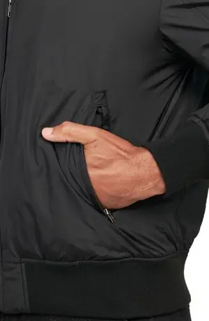 BROOKLYN BRIGADE Solid Water Repellent Bomber Jacket - Black