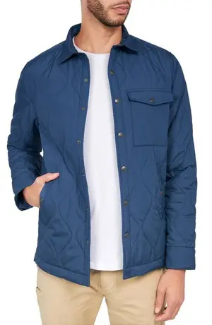 BROOKLYN BRIGADE Water Repellent Quilted Shirt Jacket - Blue