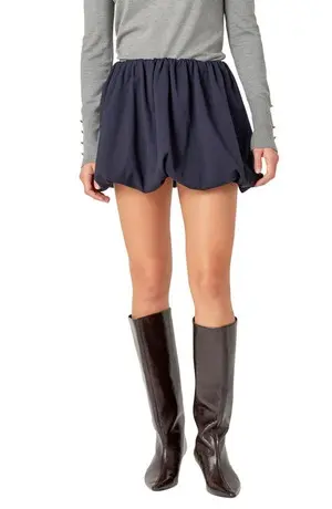 English Factory Bubble Hem Mini Skirt - Navy