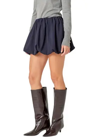 English Factory Bubble Hem Mini Skirt - Navy