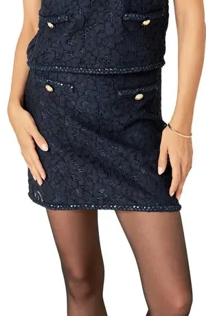 English Factory Sequin & Lace Miniskirt