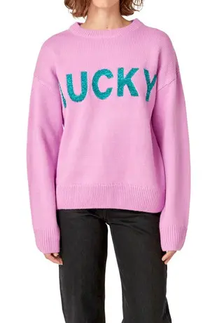 English Factory Glitter Lettering Sweater