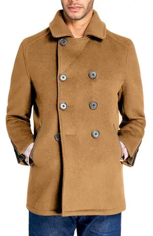 BROOKLYN BRIGADE Wool Blend Double Breasted Pea Coat