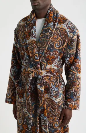 Majestic International High Note Print Plush Shawl Robe