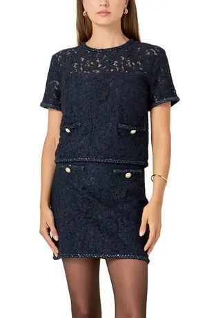 English Factory Lace & Sequin Top