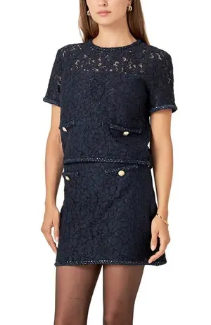 English Factory Lace & Sequin Top