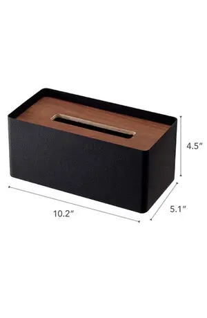 YAMAZAKI Standard Rectangular Tissue Box Case - Walnut