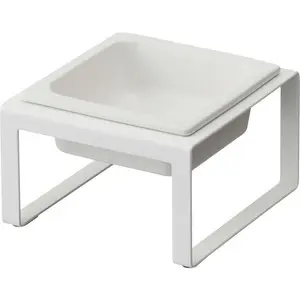YAMAZAKI Tall Elevated Single Bowl Pet Diner - White