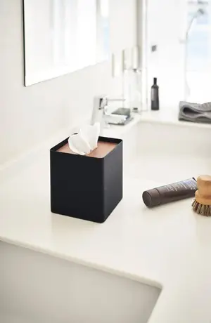 YAMAZAKI Square Tissue Box Case - Walnut