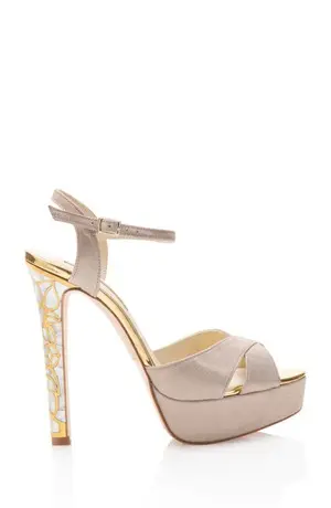 FREYA ROSE Rose In Bloom Pearl Heel Sandal - Taupe