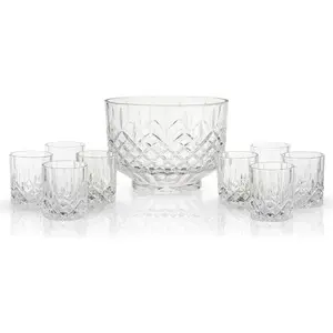 VISKI Admiral Crystal 9-piece Punch Bowl & Tumbler Set - Clear