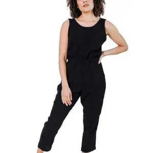 POPLINEN Organic Cotton Gauze Jumpsuit - Black