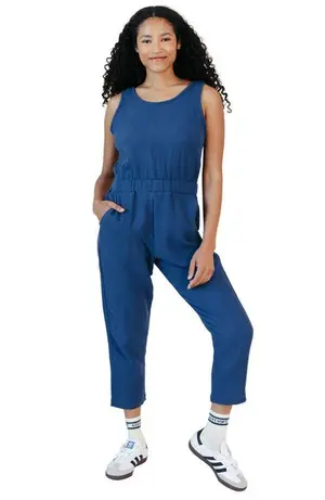 POPLINEN Organic Cotton Gauze Jumpsuit - Deep Sea