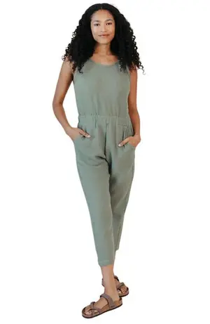 POPLINEN Organic Cotton Gauze Jumpsuit - Seagrass