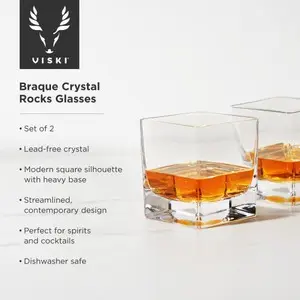 VISKI Braque Crystal Rocks Glasses Set Of 2