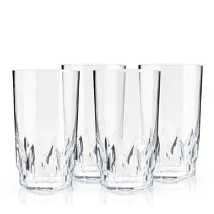 VISKI Shatterproof Acrylic Highball Tumblers Set Of 4 - Clear