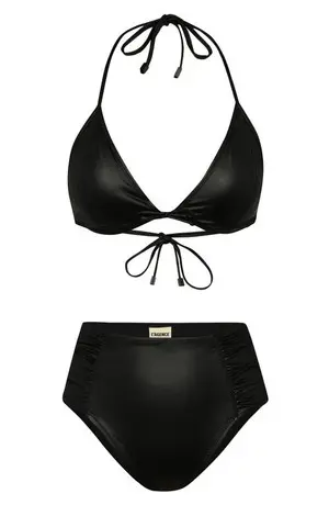 L'Agence Annabelle Luxe Faux Leather Bikini Top