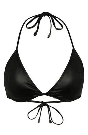 L'Agence Annabelle Luxe Faux Leather Bikini Top
