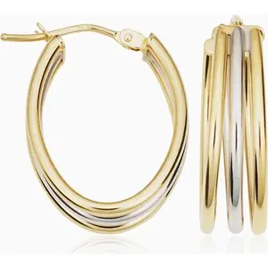 ORADINA 10k Gold Trifecta Hoop Earrings - Two-tone Gold