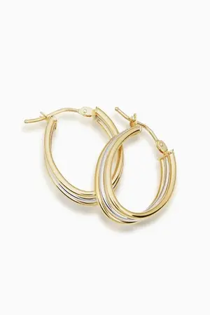 ORADINA 10k Gold Trifecta Hoop Earrings