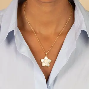 BY ADINA EDEN Fancy Pave Colored Stone Flower Necklace