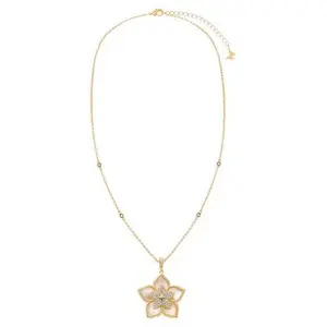 BY ADINA EDEN Fancy Pave Colored Stone Flower Necklace