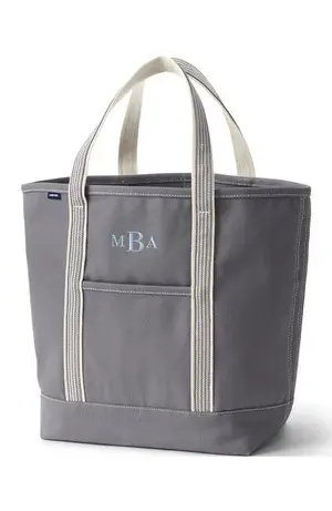 LANDS' END Canvas Tote Bag Silver Graphite