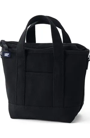 LANDS' END Zip Top Canvas Tote Bag - Black