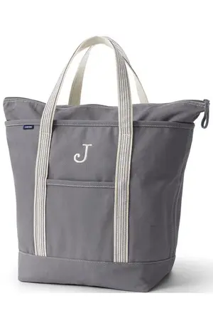 LANDS' END Canvas Zip Tote - Silver Graphite