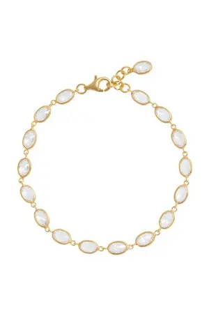 FREYA ROSE Oval Crystal Framed Bracelet - Gold