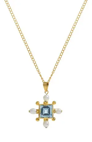 FREYA ROSE Topaz Cross Pendant Necklace - Blue