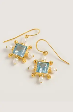 FREYA ROSE Topaz Cross Earrings - Blue
