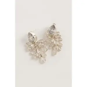 FREYA ROSE Petite Crystal Drop Earrings Silver
